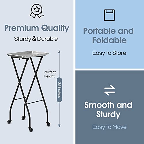 Aluminum Foldaway Folding Service Tray on Wheels