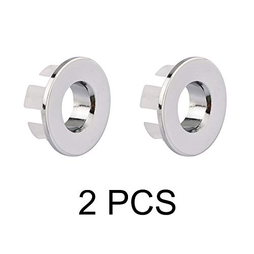 Sink Basin Trim Overflow Cover Brass Insert in Hole Round Caps Chrome 2 PCS