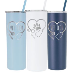 personalized veterinarian laser engraved 20 oz tumbler with straw, vet tech, vet gift, vet tech gift, vet assistant