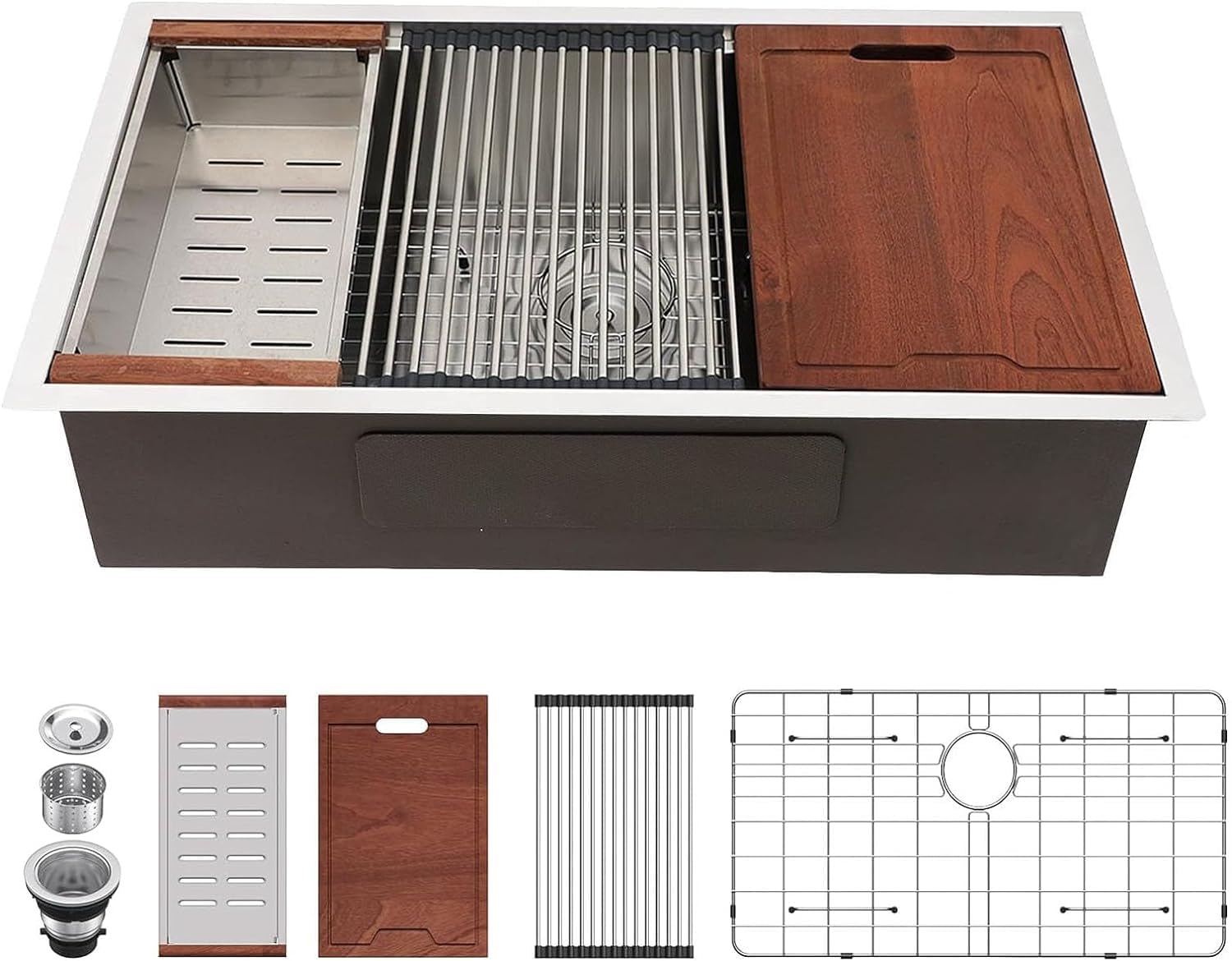 32 Inch Undermount Kitchen Sink - Lordear 32x19 Inch Stainless Steel Kitchen Sinks Workstation 16 Gauge Single Bowl Undermount Kitchen Sinks with Cutting Board