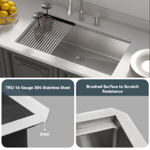 32 Inch Undermount Kitchen Sink - Lordear 32x19 Inch Stainless Steel Kitchen Sinks Workstation 16 Gauge Single Bowl Undermount Kitchen Sinks with Cutting Board