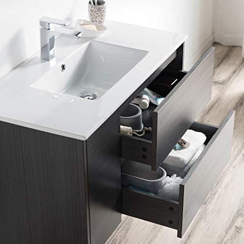 36 Inches Single Bathroom Vanity With Ceramic Sink, 016 36 16 C (36 Inch, Silver Grey)