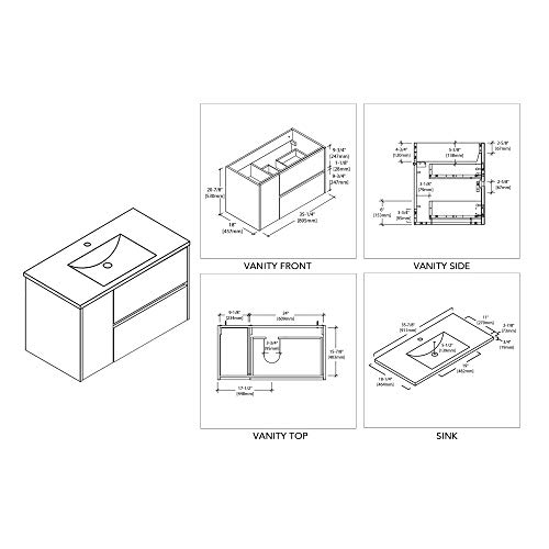 36 Inches Single Bathroom Vanity With Ceramic Sink, 016 36 16 C (36 Inch, Silver Grey)