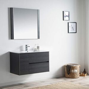 36 Inches Single Bathroom Vanity With Ceramic Sink, 016 36 16 C (36 Inch, Silver Grey)