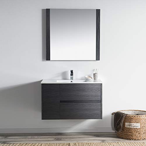 36 Inches Single Bathroom Vanity With Ceramic Sink, 016 36 16 C (36 Inch, Silver Grey)