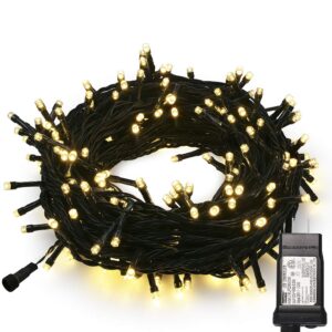 mygoto 33ft 100 leds string lights,green wire waterproof fairy lights 8 modes 30v ul certified plug in xmas lights for home, garden, wedding, party, christmas decoration indoor outdoor (warm white)