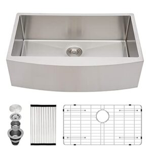 30 farm sink stainless steel - sarlai 30 inch farmhouse kitchen sink apron front stainless steel 16 gauge single bowl kitchen farm sink basin with drain strainer