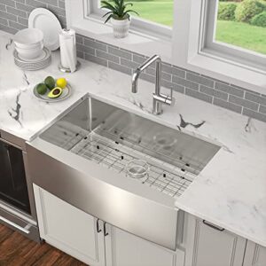 30 Farm Sink Stainless Steel - Sarlai 30 Inch Farmhouse Kitchen Sink Apron Front Stainless Steel 16 Gauge Single Bowl Kitchen Farm Sink Basin with Drain Strainer