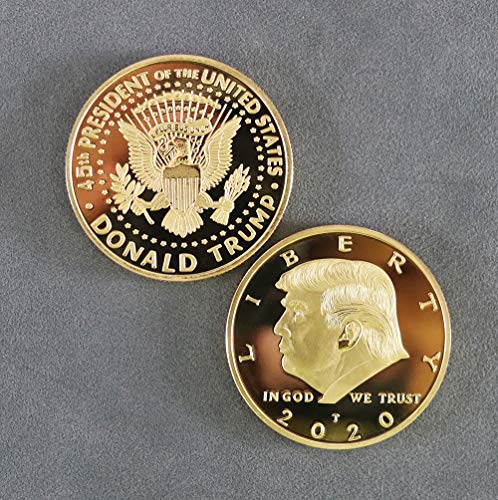 10 Pack 2020 Donald Trump Gold Plated Coins with Stands, President Eagle Seal Commemorative Gift