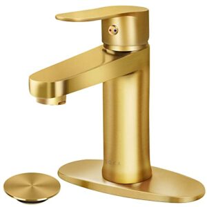 soka brass bathroom faucet brushed gold bathroom sink faucet gold with pop-up sink drain stopper & deck plate 1 or 3 hole bathroom faucet single handle bathroom faucet single hole rv bathroom faucet