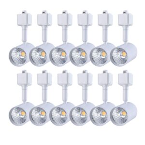 mirrea 12 pack led track lighting heads compatible with single circuit h type rail ceiling spotlight for accent task wall art exhibition lighting 6.5w white painted (3000k warm white)