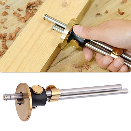 Walfront Wheel Marking Gauge Wood Marking Gauge Wheel Woodworking Scriber Ruler Marking Gauge European-Style Hand Measuring Tool Marking Scriber (Double)