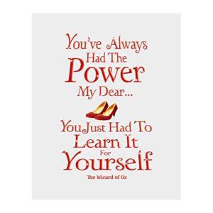 you've always had the power-motivational wall decor, the wizard of oz inspirational quotes wall art print is a perfect wall hanging decor for home, nursery, kids' bedroom wall decor. unframed -8x10