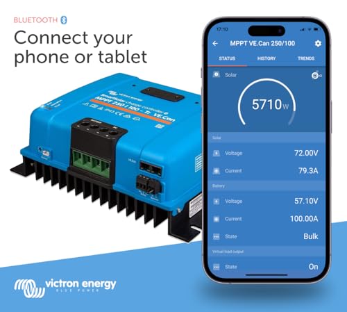 Victron Energy SmartSolar MPPT TR VE.Can 250V 100 amp 12/24/36/48-Volt Solar Charge Controller (Bluetooth)