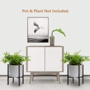 YueTong 2 Pack Metal Plant Stand Indoor with Adjustable Width Fits 8 to 12 Inch Pots,Mid-Century Flower Holder for Corner Display-Black(Planter and Pot Not Included).