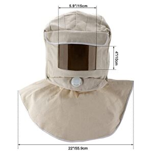 YaeKoo White Color Sand Blasting Hood Canvas Shawl Cap Sandblaster Mask Anti Dust Protection Mask Face Protective Helmet