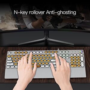 CHICHEN Mechanical Gaming Keyboard,BlueSwitches,USB Wired,Retro Steampunk Typewriter,Round Keycaps,for Game and Office,for Laptop Desktop Computer PC (Bkack-Blue switches)