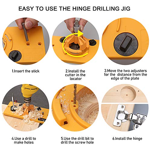 BI-DTOOL 35mm Hinge Drilling Jig Hole Guide Woodworking Tools for Kitchen Cabinet Doors Hinge