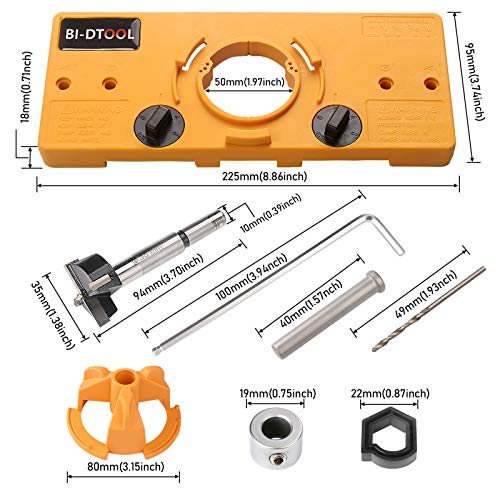 BI-DTOOL 35mm Hinge Drilling Jig Hole Guide Woodworking Tools for Kitchen Cabinet Doors Hinge