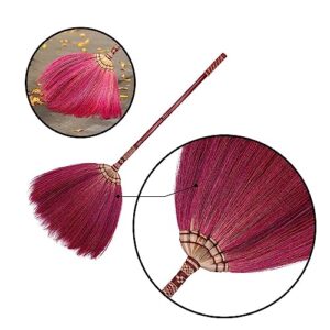 SKENNOVA - 1 Piece of 39-41 inch Tall of Asian Broom Natural Broom Grass Handmade Broom Witch Broom Bamboo Stick Handle, Durable Broom for Sweeping Dirt Dust and Hair