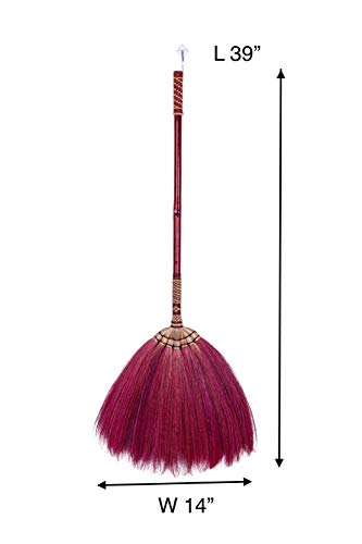 SKENNOVA - 1 Piece of 39-41 inch Tall of Asian Broom Natural Broom Grass Handmade Broom Witch Broom Bamboo Stick Handle, Durable Broom for Sweeping Dirt Dust and Hair