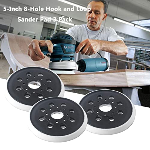 5" Sander Replacement Pad Compatible with Bosch Orbital Sander ROS20VS, ROS20VSC, ROS20VSK, ROS20, ROS10, Hook & Loop Sanding Backing Pad for Bosch RS035 & RS034 Pack of 3