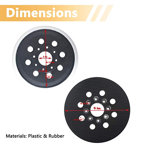 5" Sander Replacement Pad Compatible with Bosch Orbital Sander ROS20VS, ROS20VSC, ROS20VSK, ROS20, ROS10, Hook & Loop Sanding Backing Pad for Bosch RS035 & RS034 Pack of 3