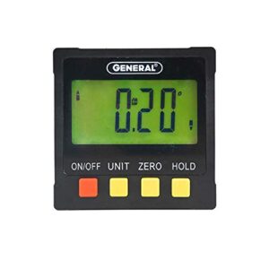 General Tools Backlit Digital Bevel Box #824X Angle Finder, Large Backlit LCD, Rotating Display, Magnetic Base