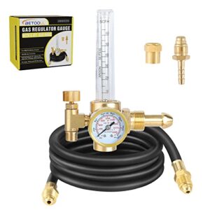 betooll argon regulator - welding regulator - argon/co2 mig tig flow meter gas regulator gauge with 6.6ft gas hose