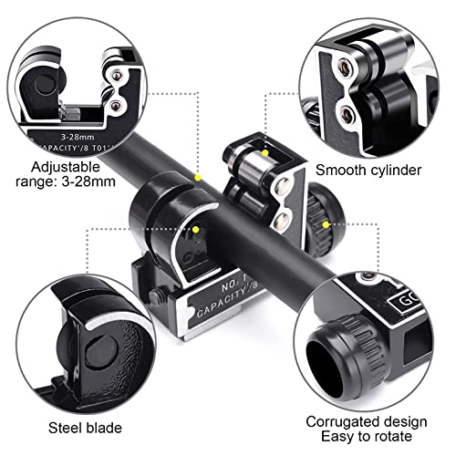 Spurtar Mini Tubing Cutter Pipe Cutter Tube Cutter Tool 1/8 to 1-1/8 inch (3-28mm) for Copper Pipe, Brass Pipe, Aluminum Pipe