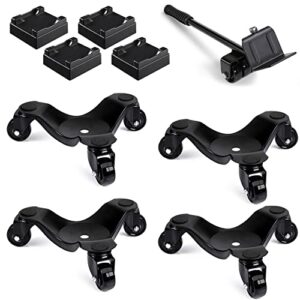 4-pack steel tri-dolly set with lifter, 3 wheel mover dollys for heavy furniture, pool table, grand piano table (ten inch)