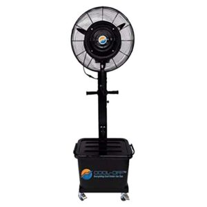 cool-off™ 10 gallon water tank tropic breeze portable misting fan with 90 degree oscillation (midnight black)