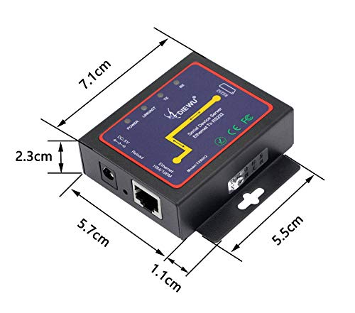 CERRXIAN RS232 to Ethernet Serial Device Server, 1 Port RS 232 DB9 Serial to Ethernet TCP IP Device Server Converter