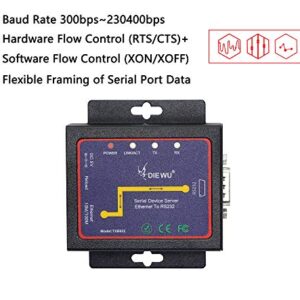 CERRXIAN RS232 to Ethernet Serial Device Server, 1 Port RS 232 DB9 Serial to Ethernet TCP IP Device Server Converter