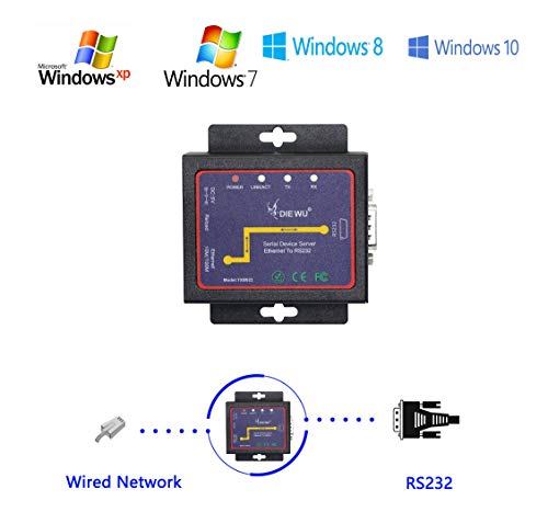 CERRXIAN RS232 to Ethernet Serial Device Server, 1 Port RS 232 DB9 Serial to Ethernet TCP IP Device Server Converter