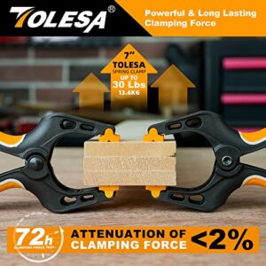 TOLESA Heavy Duty Spring Clamps 7 Inch - 4PCS Large Wood Clamps with Powerful Clamping Force 30 Lbs - Deep Throat Clamps for Woodworking Wood Gluing Photography Backdrop Tarp Pool Cover Holding