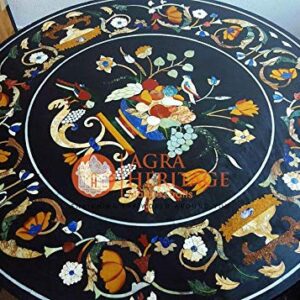 Marble Round Dining Table Top Pietrradura Inlay Housewarming Gift For Her