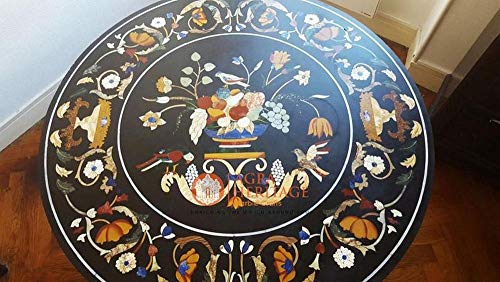 Marble Round Dining Table Top Pietrradura Inlay Housewarming Gift For Her