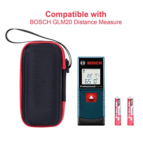 co2CREA Hard Travel Case Replacement for Bosch GLM 20 Compact Blaze 65' Distance Measure (Black Case + Inside Blue + Red Zipper)