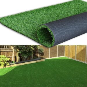 petgrow thick artificial grass 5 x 10ft,0.7inch pile height green soft fake faux grass turf mat,indoor outdoor garden dogs pet synthetic grass carpet doormat, rubber backed with drainage holes