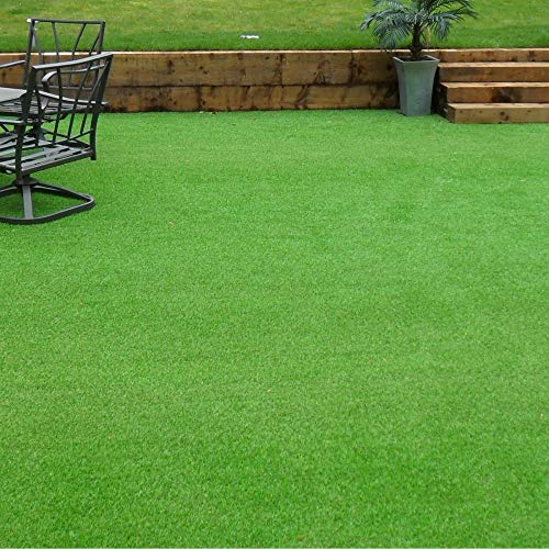 Petgrow Thick Artificial Grass 5 x 10ft,0.7Inch Pile Height Green Soft Fake Faux Grass Turf Mat,Indoor Outdoor Garden Dogs Pet Synthetic Grass Carpet Doormat, Rubber Backed with Drainage Holes