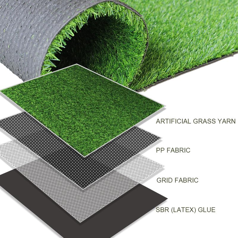 Petgrow Thick Artificial Grass 5 x 10ft,0.7Inch Pile Height Green Soft Fake Faux Grass Turf Mat,Indoor Outdoor Garden Dogs Pet Synthetic Grass Carpet Doormat, Rubber Backed with Drainage Holes