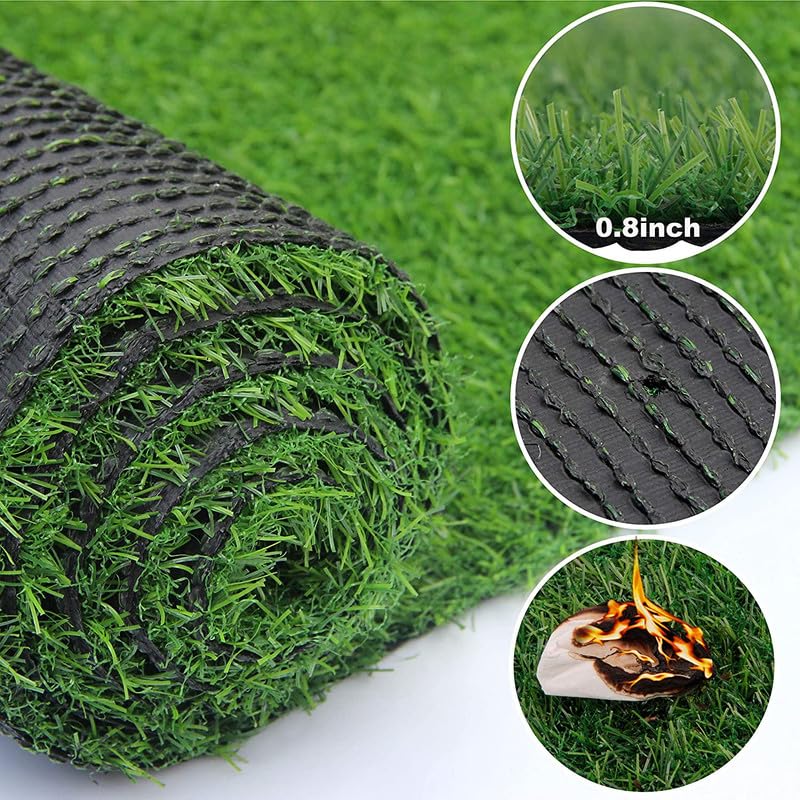 Petgrow Thick Artificial Grass 5 x 10ft,0.7Inch Pile Height Green Soft Fake Faux Grass Turf Mat,Indoor Outdoor Garden Dogs Pet Synthetic Grass Carpet Doormat, Rubber Backed with Drainage Holes