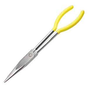 BQKKWIN 11 Inch Long Reach Long Nose Pliers | Designed for Mechanics, Technicians, and Contractors | Work with Delicate or Difficult-to-Reach Pieces | Milled-Jaws | Steel “Needle Nose