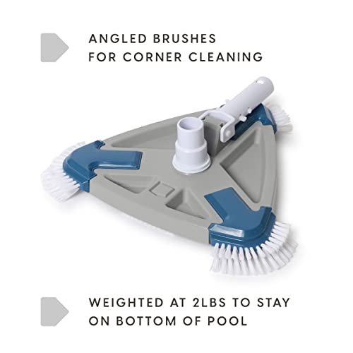 Milliard Deluxe Pool Vacuum Head/Weighted Triangle Shape/for Inground and Above Ground Swimming Poools (Blue, Grey, White)