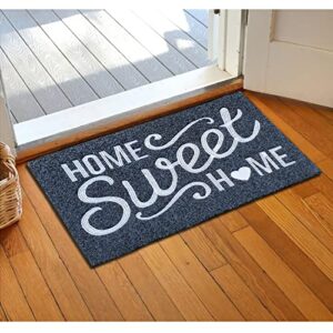 AAZZKANG Front Door Mat Non Slip Welcome Mats Outdoor Home Sweet Home Doormat with Rubber Backing Easy to Clean Indoor Mats for Entrance High Traffic Areas Entry Grey