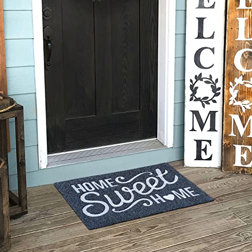 AAZZKANG Front Door Mat Non Slip Welcome Mats Outdoor Home Sweet Home Doormat with Rubber Backing Easy to Clean Indoor Mats for Entrance High Traffic Areas Entry Grey