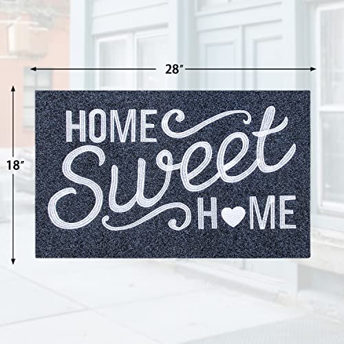 AAZZKANG Front Door Mat Non Slip Welcome Mats Outdoor Home Sweet Home Doormat with Rubber Backing Easy to Clean Indoor Mats for Entrance High Traffic Areas Entry Grey