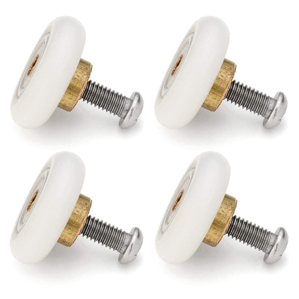 Set of 4 Dia 19mm Stainless Steel Shower Door Wheels Rollers Runners, White, 19mm x 5mm (Stainless steel-4PCS)