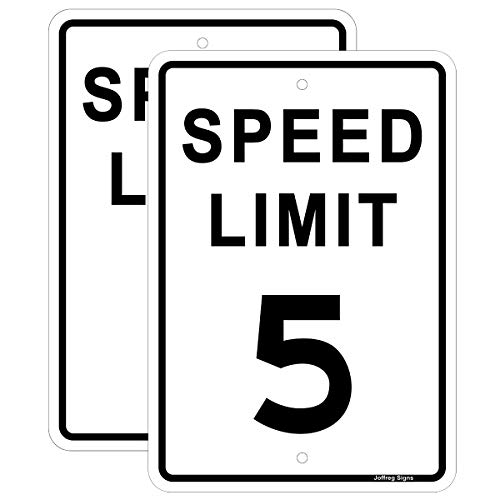 Joffreg Speed Limit 5 MPH Sign,17 x12 Inches,Reflective Aluminum,2 Pack